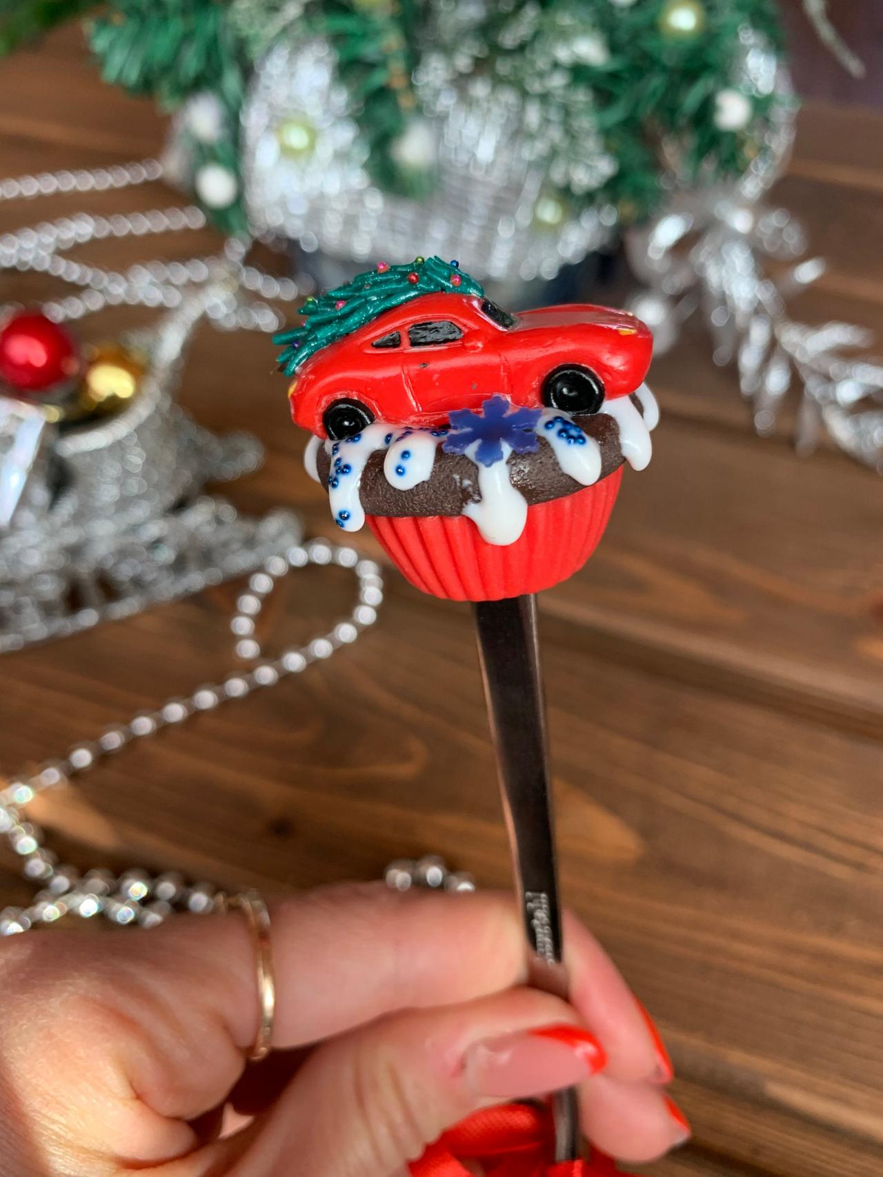 Christmas Spoon With Car Decor, Xmas Gift Boy, Holiday Stocking Stuffer ...